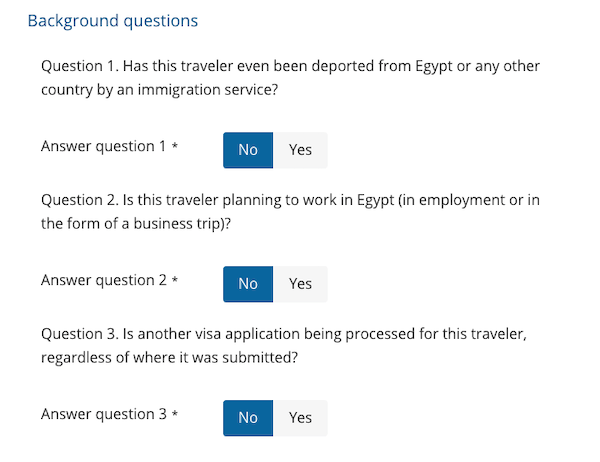 Explanation application procedure for the Egypt visa